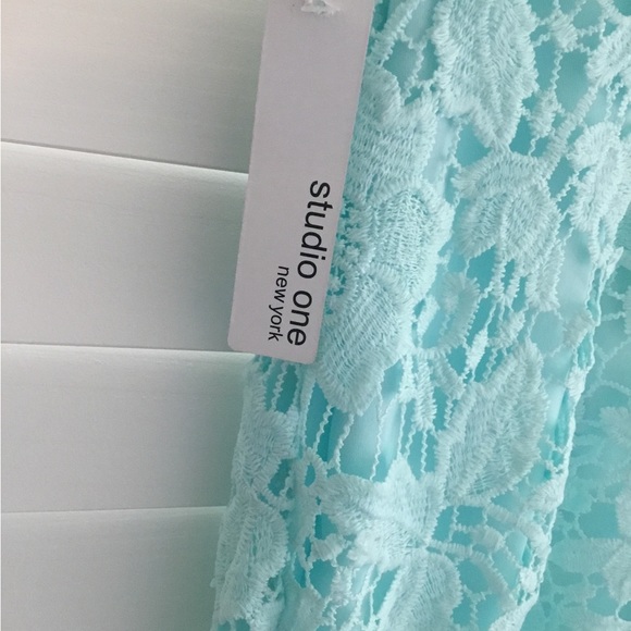 Studio One | Dresses | Aqua Lined Lace Dress | Poshmark